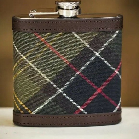 Barbour | Dining | Barbour Tartan Plaid Stainless Steel Leather 6 Oz ...